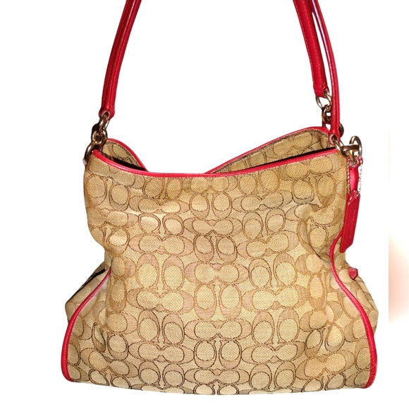 Coach | Bags | Coach Phoebe Shoulder Bag In Outline Signature Euc With ...
